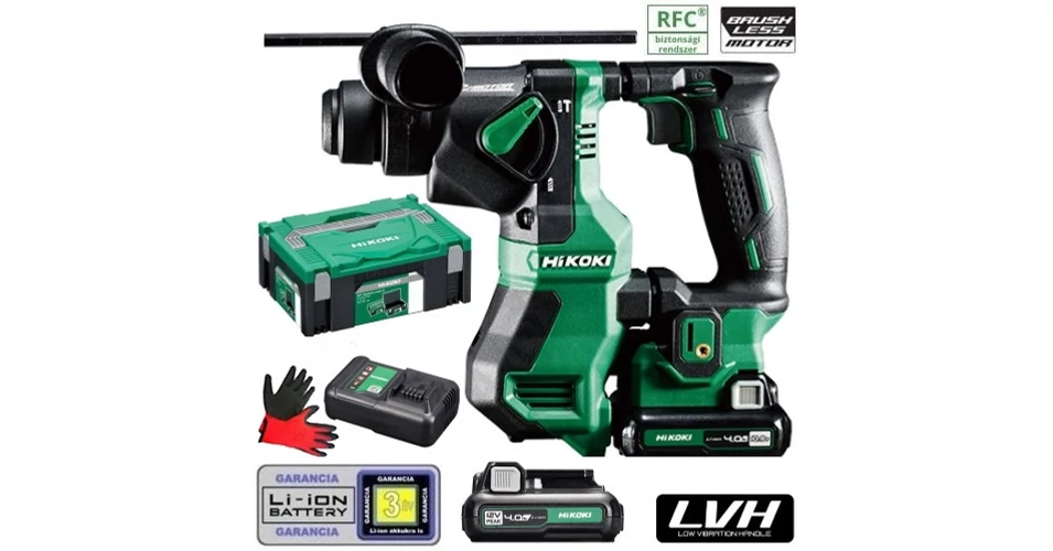 Hitachi (HiKOKI) DH12DD-4AH Akkus fúrókalapács (10.8V/2x4.0Ah) HITBOX kofferben + AJÁNDÉK ...